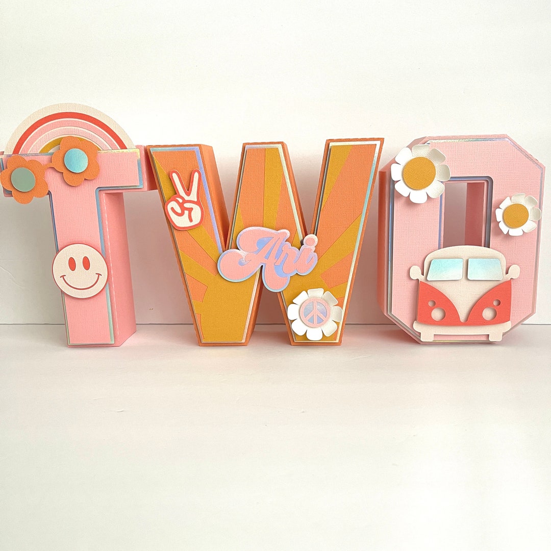 Groovy Birthday Age 3D Letters | One Groovy Baby | Two Groovy ...