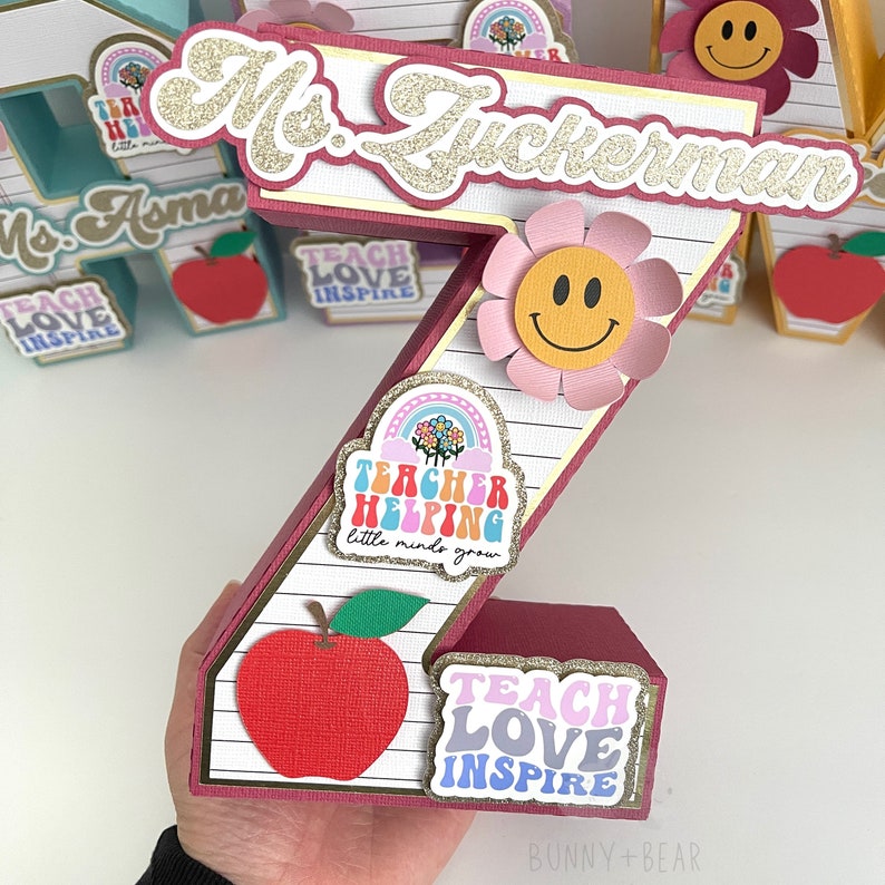 Groovy Teacher Gifts 3D Letter Retro Personalized Teacher - Etsy