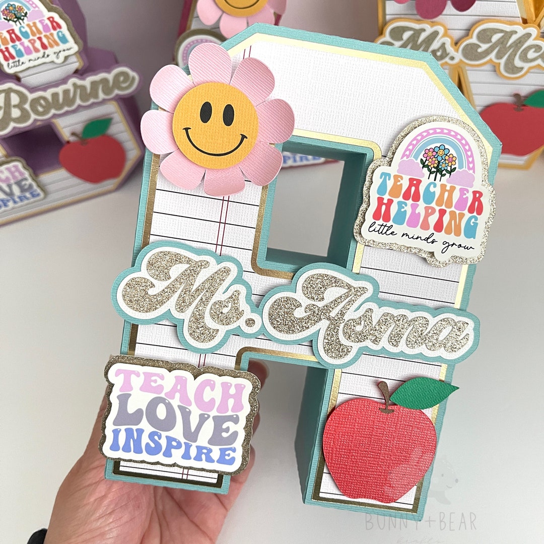 Groovy Teacher Gifts 3D Letter | Retro Personalized Teacher Gift ...