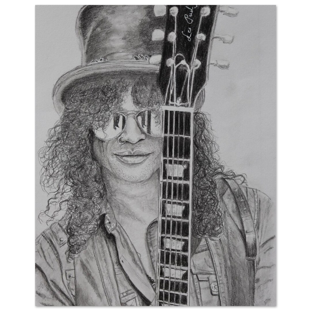 Pencil Drawing of Gnr Guitarist Slash - Premium Matte Paper Poster - Etsy