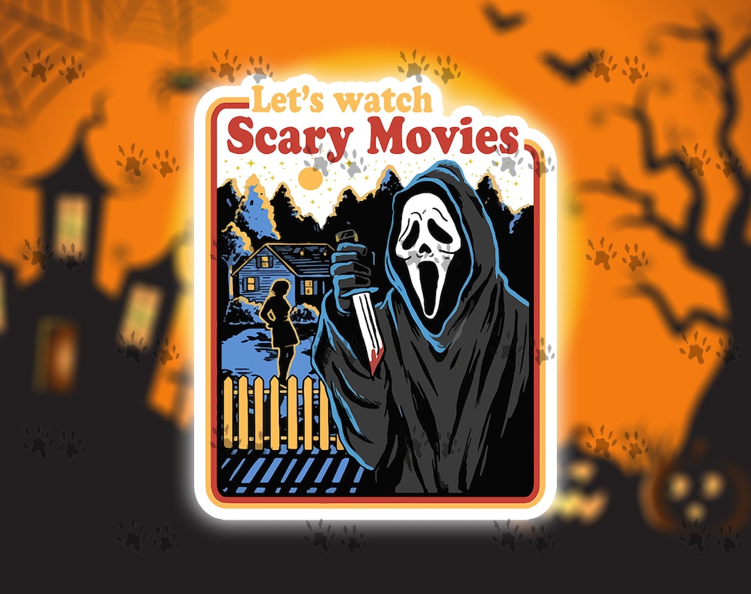 Lets Watch Scary Movies Sticker Funny Quotes Humor Ghost - Etsy