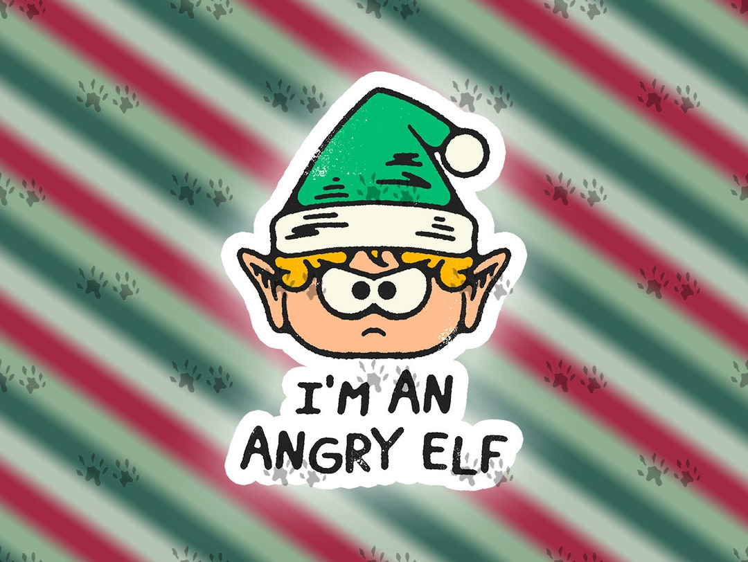 I'm an Angry Elf Sticker, Angry Elf, Christmas, Holiday, Festive, Funny ...