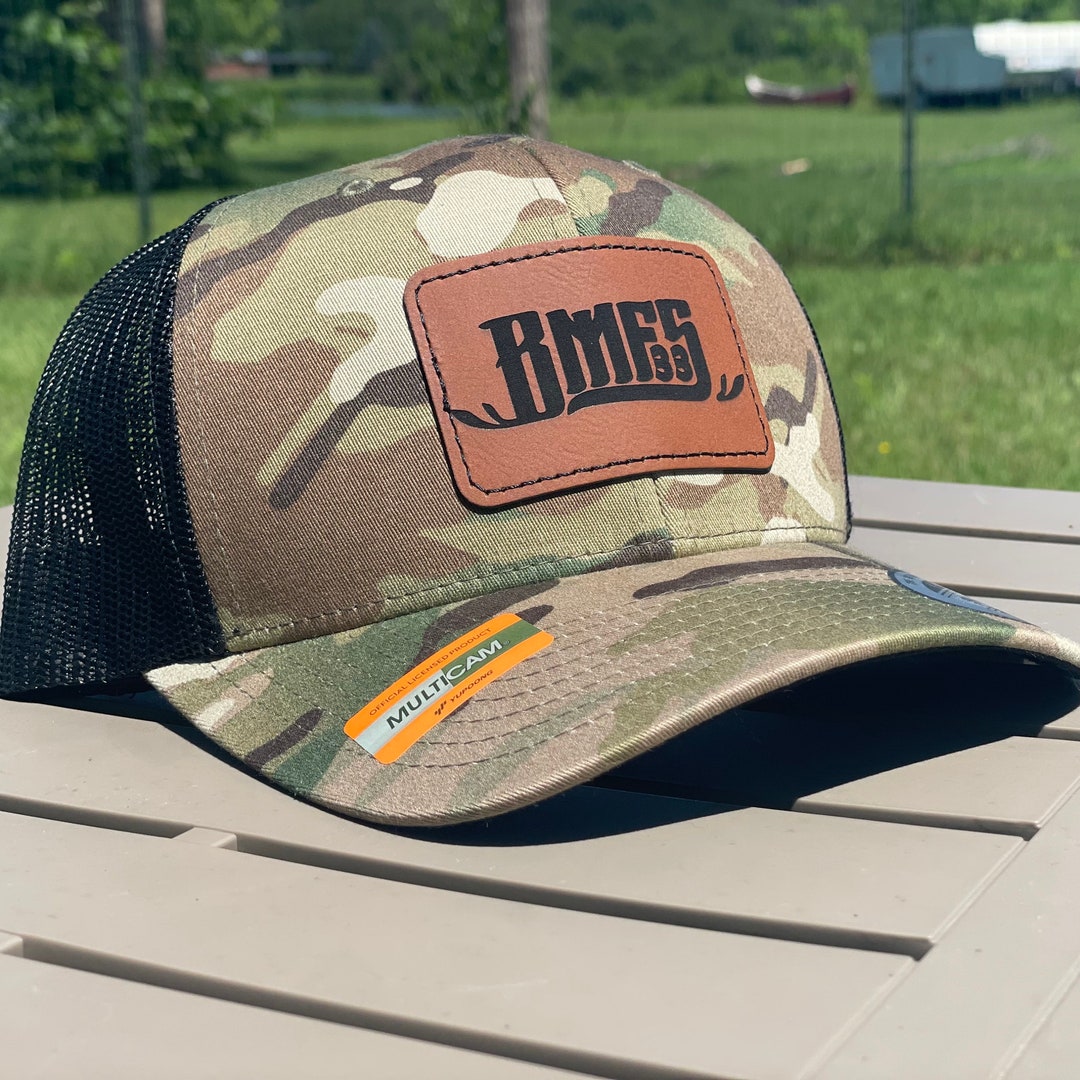 BMFS 33 Leather Patch Muti Camo Mesh Back Trucker and Flex Fit Style Hats Billy Strings Fan Art ...