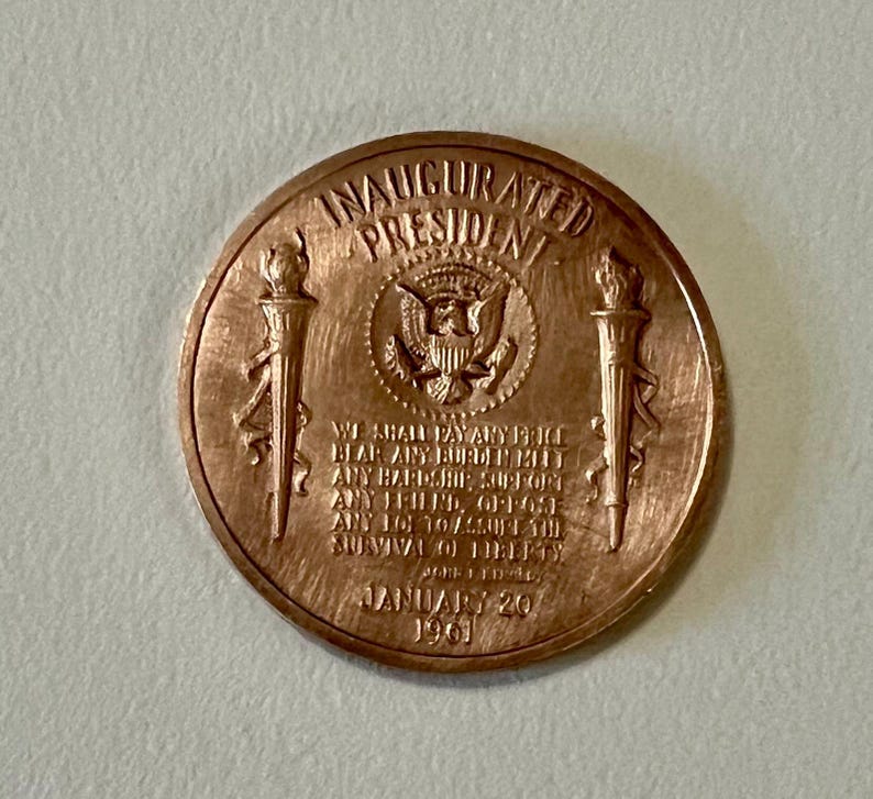 John F. Kennedy Bronze Medallion Coin Inaurguration 1961 Presidential 3 ...