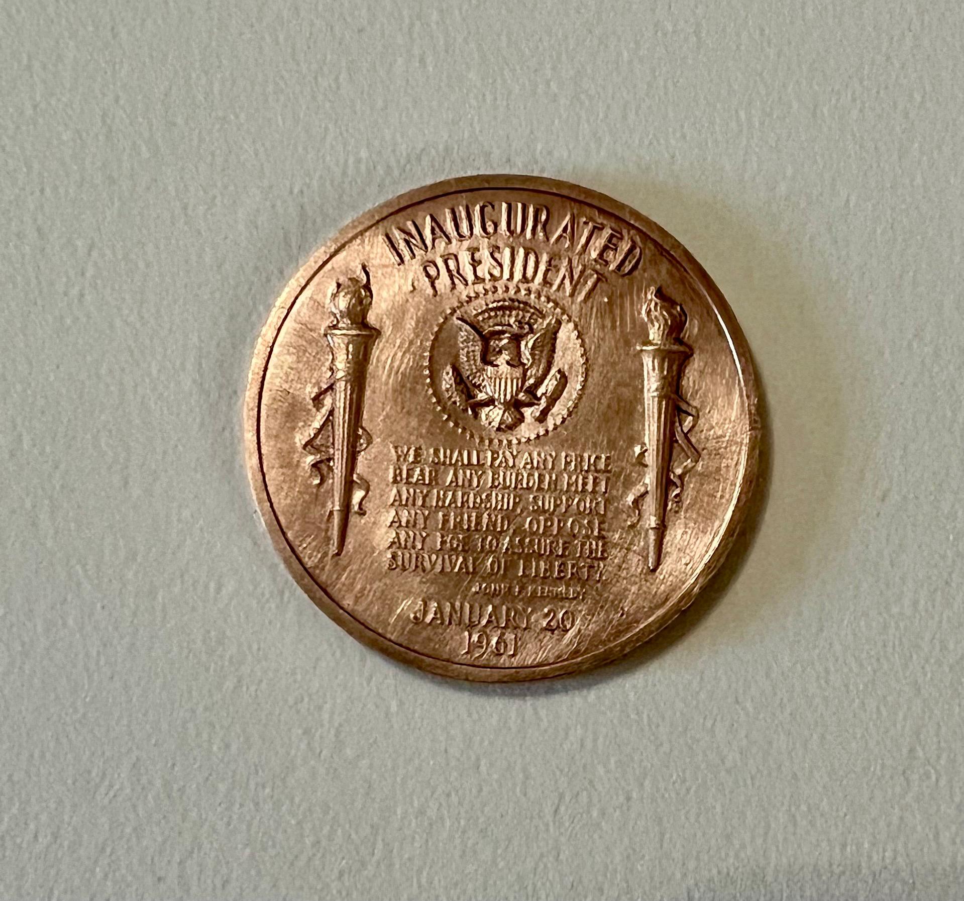 John F. Kennedy Bronze Medallion Coin Inaurguration 1961 Presidential 3 ...