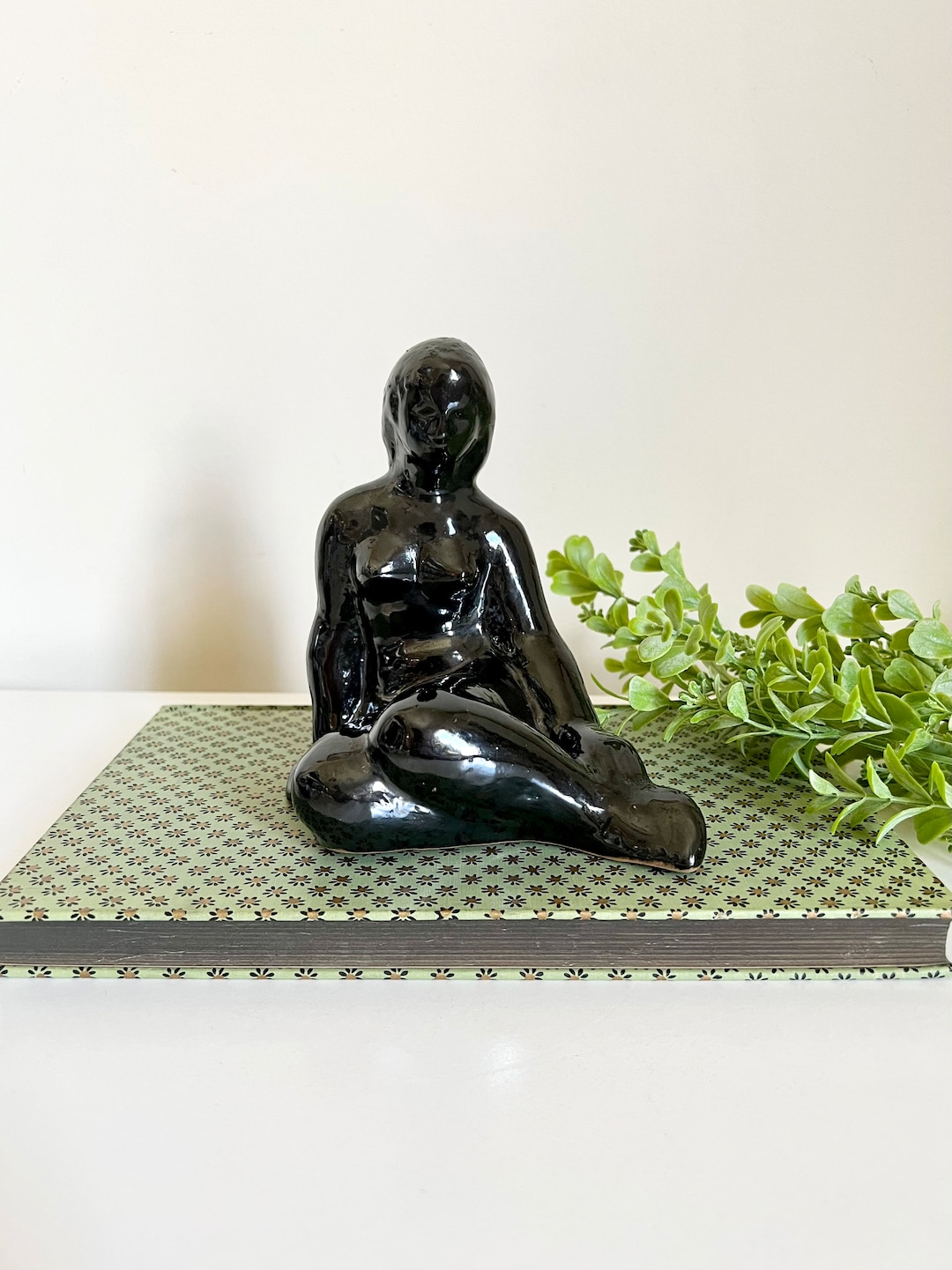 Vintage Ceramic Statue of Sitting Woman, Signed - Etsy