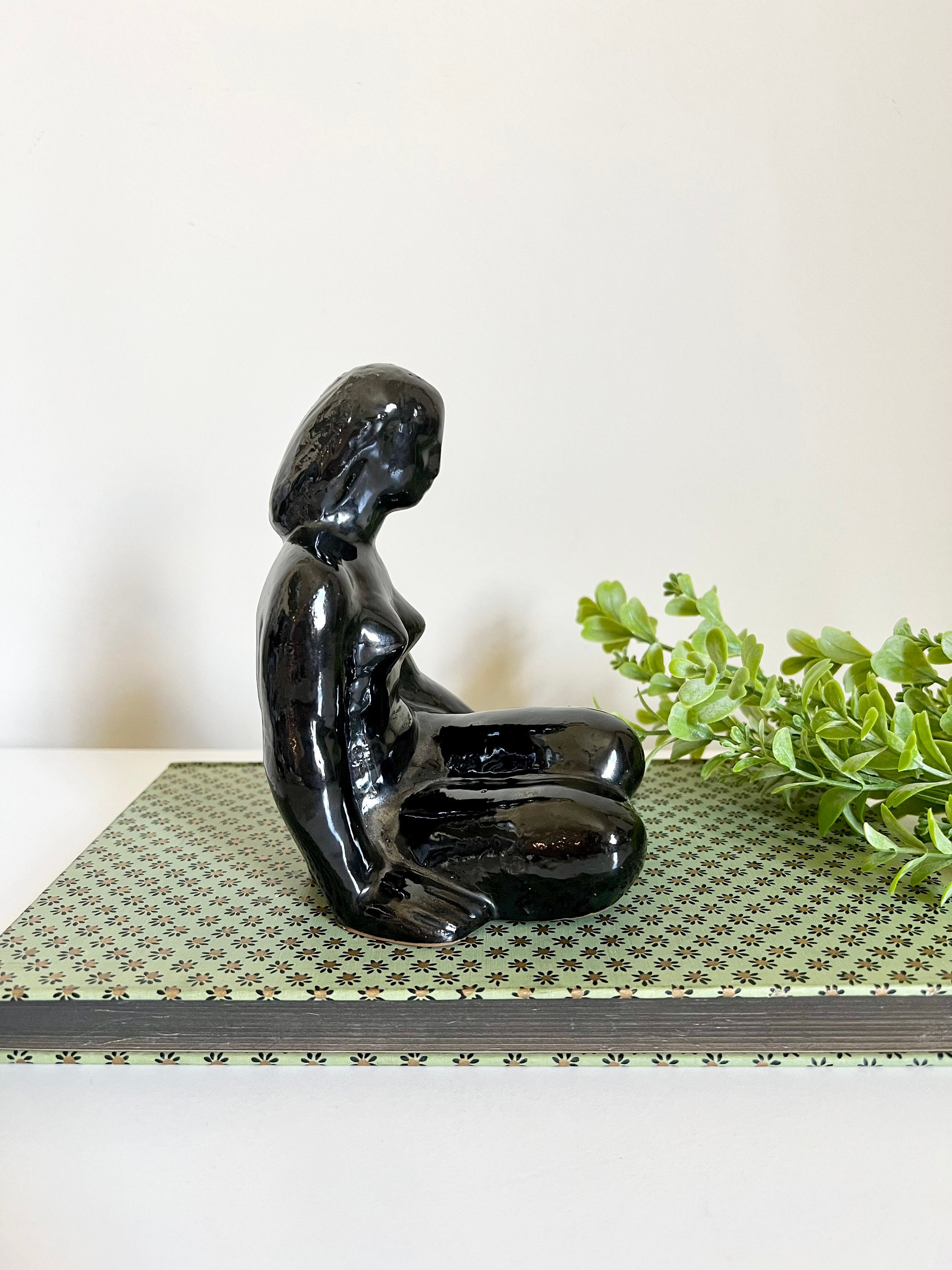 Vintage Ceramic Statue of Sitting Woman, Signed - Etsy