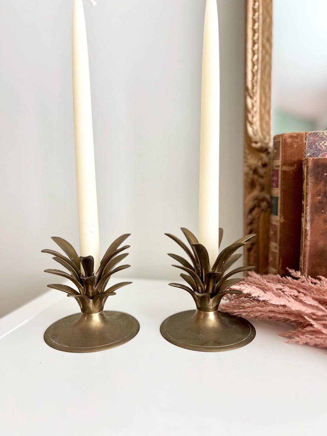 Vintage Hollywood Regency Pineapple Top Candlesticks, Pair - Etsy