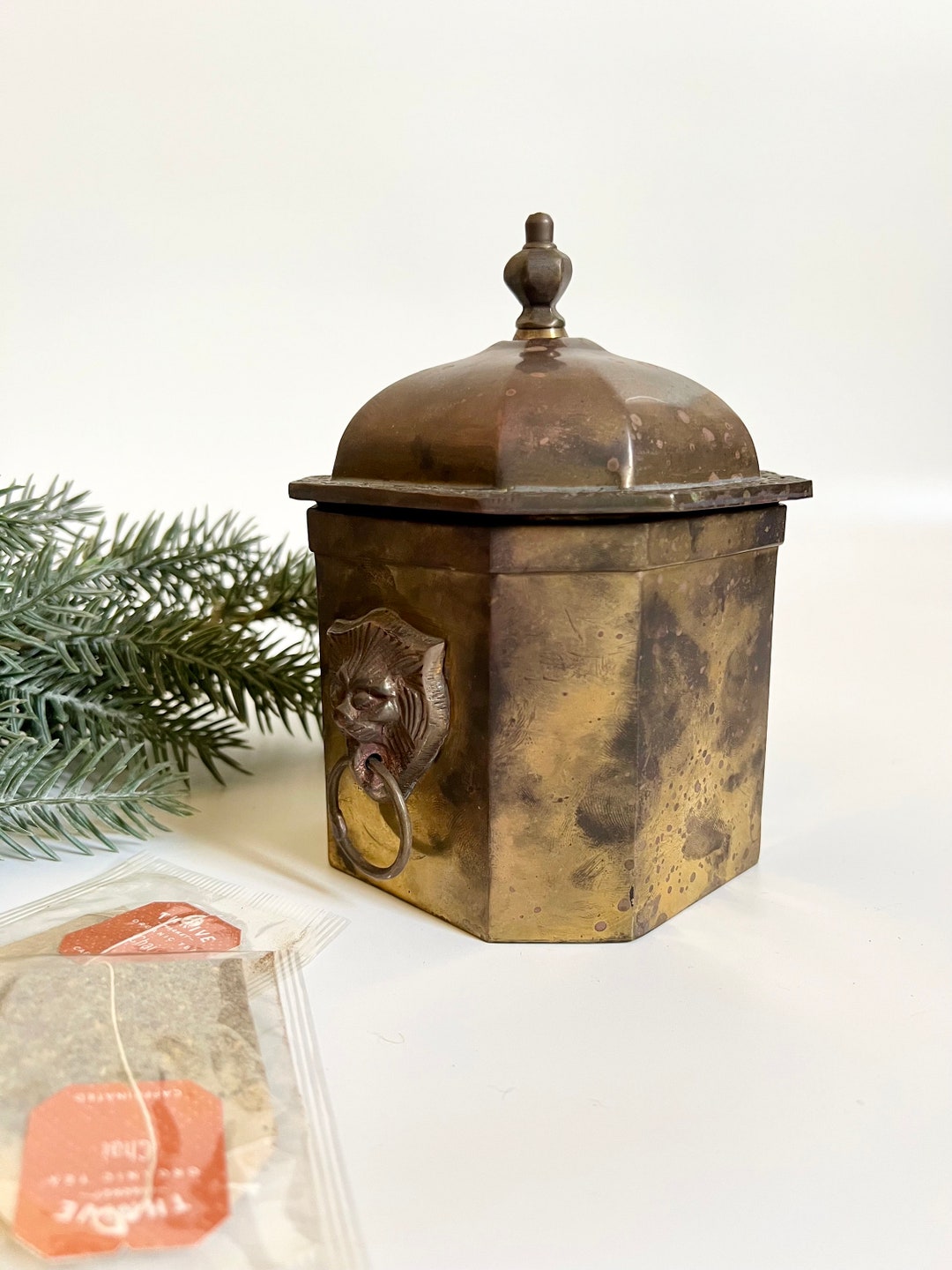 Vintage Brass Tea Caddy With Lions Head Handles - Etsy