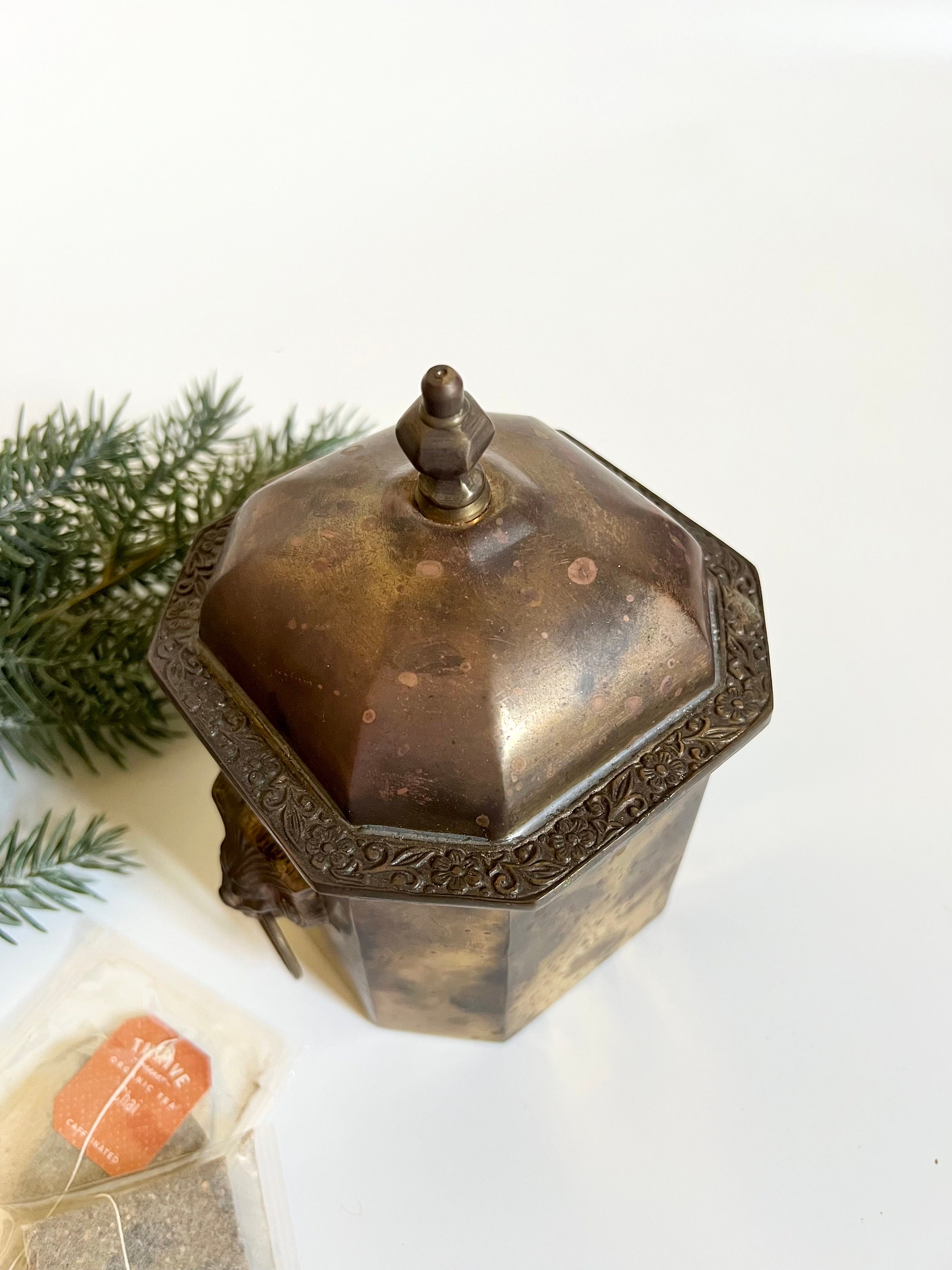 Vintage Brass Tea Caddy With Lions Head Handles - Etsy