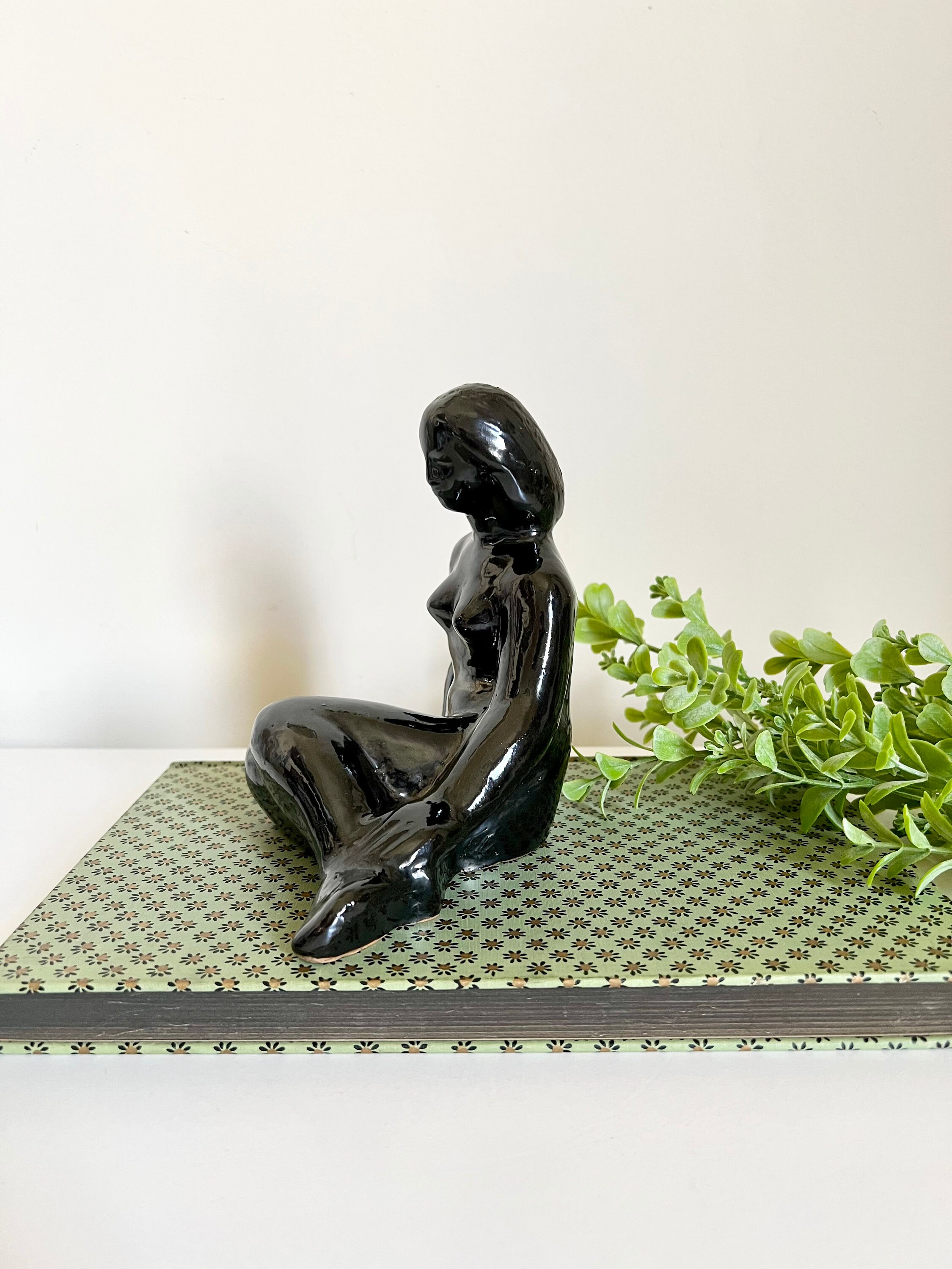 Vintage Ceramic Statue of Sitting Woman, Signed - Etsy