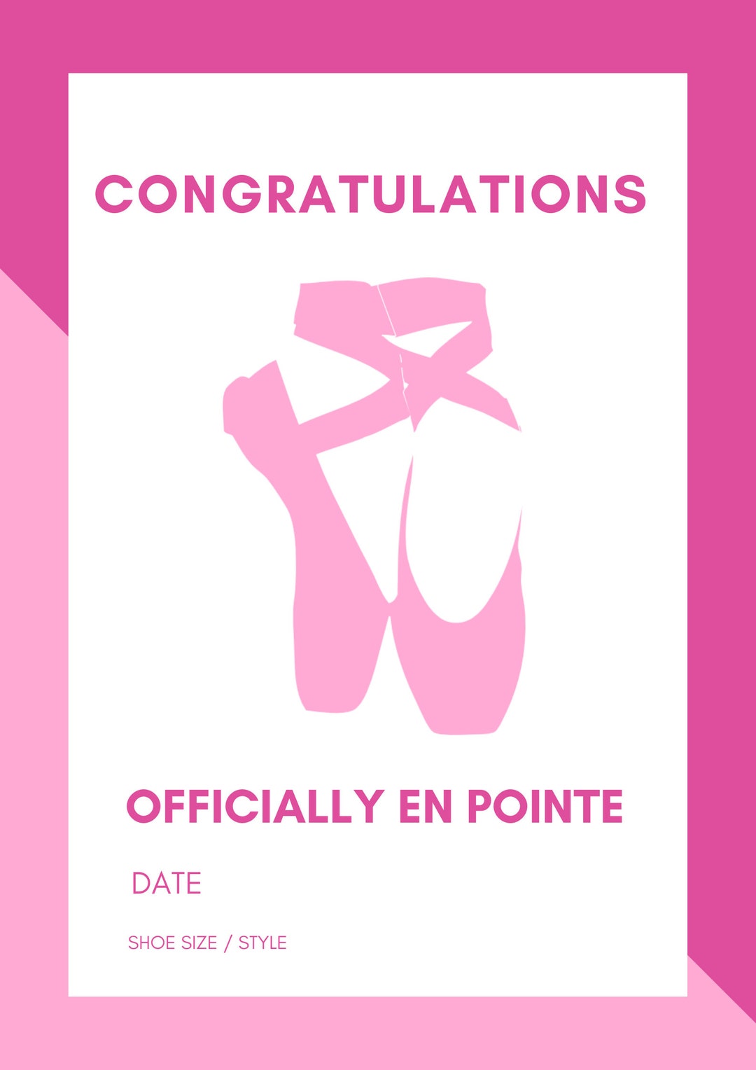 Digital En Pointe Certificate - Etsy
