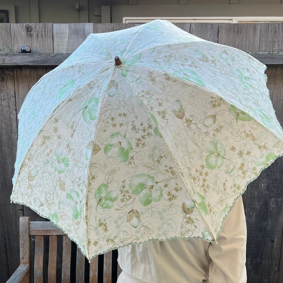 Korean Flora Embroidery Parasol/cotton Lace Parasol / UV Coated Parasol ...