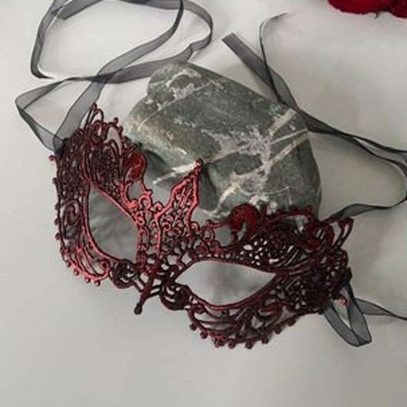Red Masquerade Mask Goth - Etsy