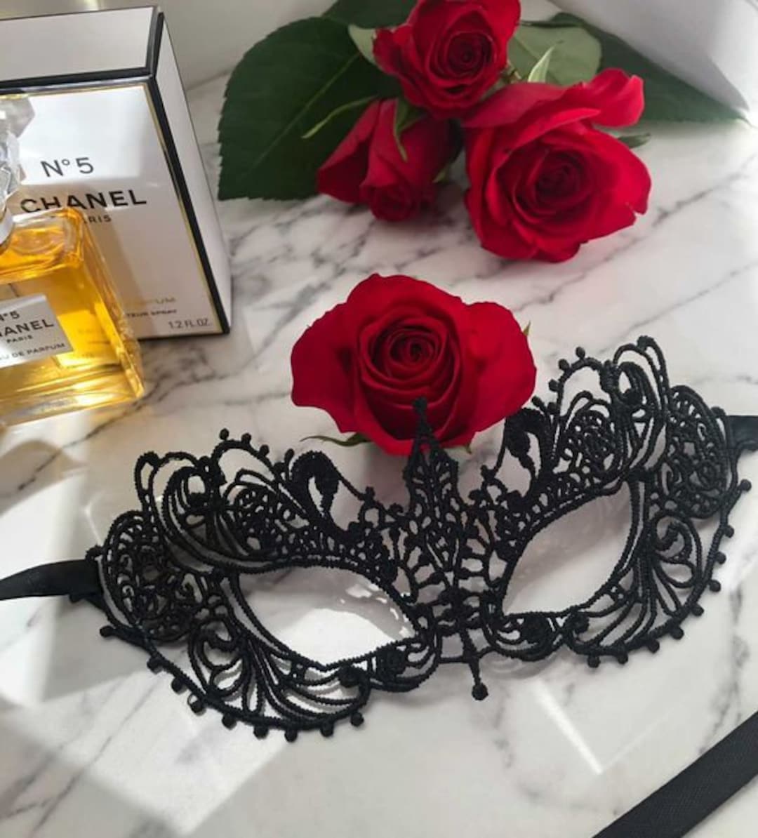 Valentines BLACK MASQUERADE Lace Eye MASK Veil Mask Masquerade Party ...