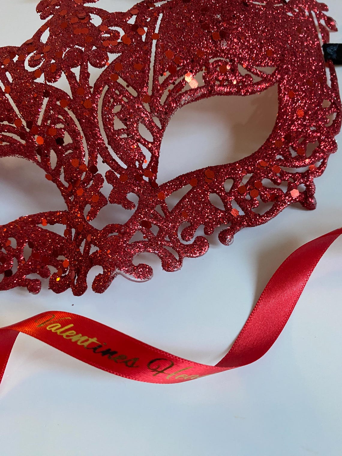 VALENTINES Red SPARKLE Venetian Eye MASK Glitter Veil Mask Masquerade ...