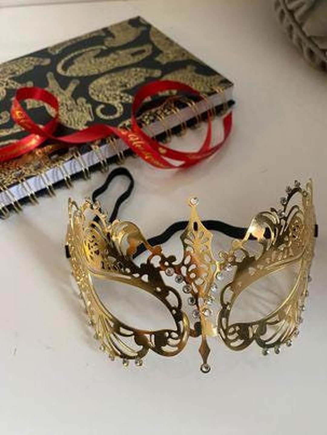 EXCLUSIVE GOLD VENETICIAN Masquerade Metal Lace Eye Mask Veil Party ...
