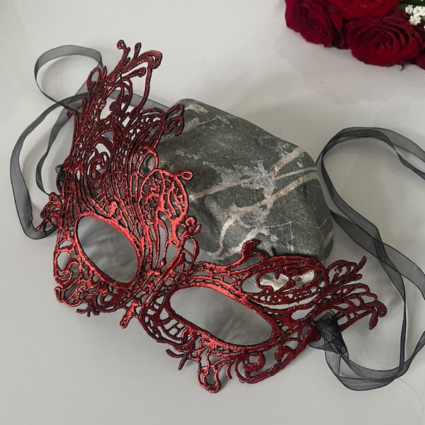 Red Masquerade Mask - Etsy