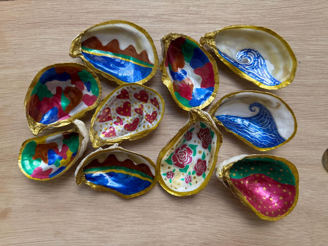 Hand Painted Oyster Shells One of a Kind Can Be Used as an Decorative ...