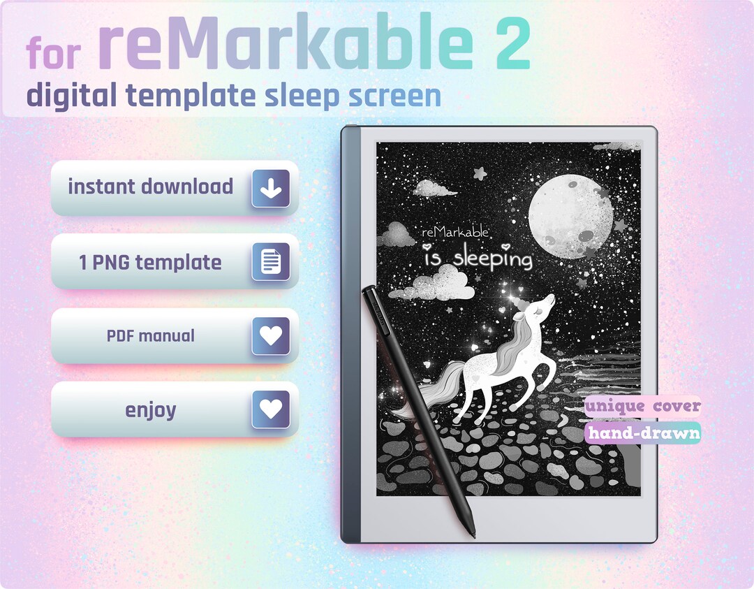 Premium Sleep Screen for Remarkable 2 PNG Template PDF Manual - Etsy