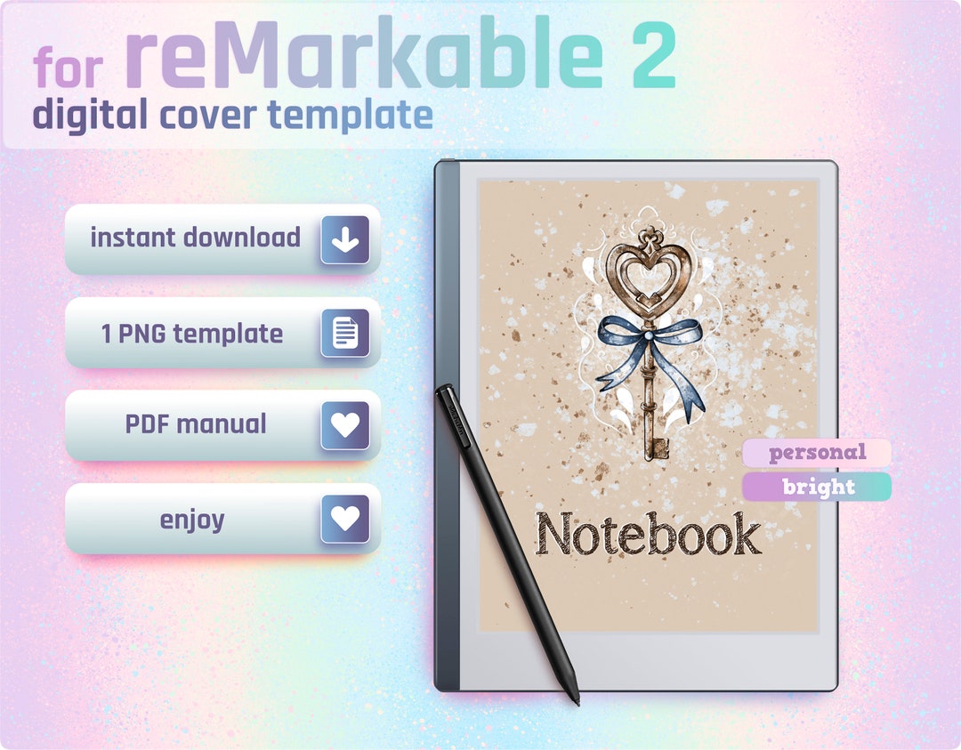 Digital Vintage Cover Template for Remarkable 2 PNG Color Template PDF ...