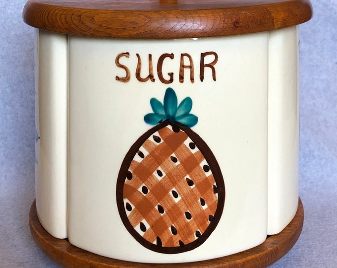 Purinton Pottery Co. Canister Lazy Susan Set 6 Pieces Incl. Wood Base ...