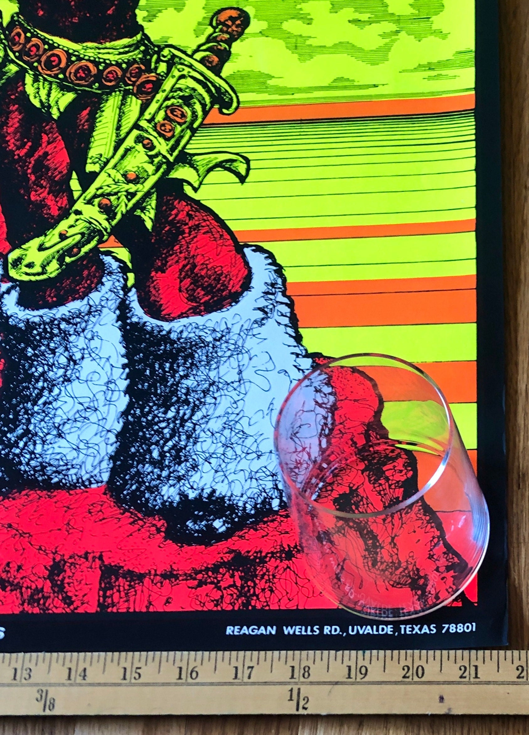 1969 the Conquerors Black & White Warriors Black Light Lithograph ...