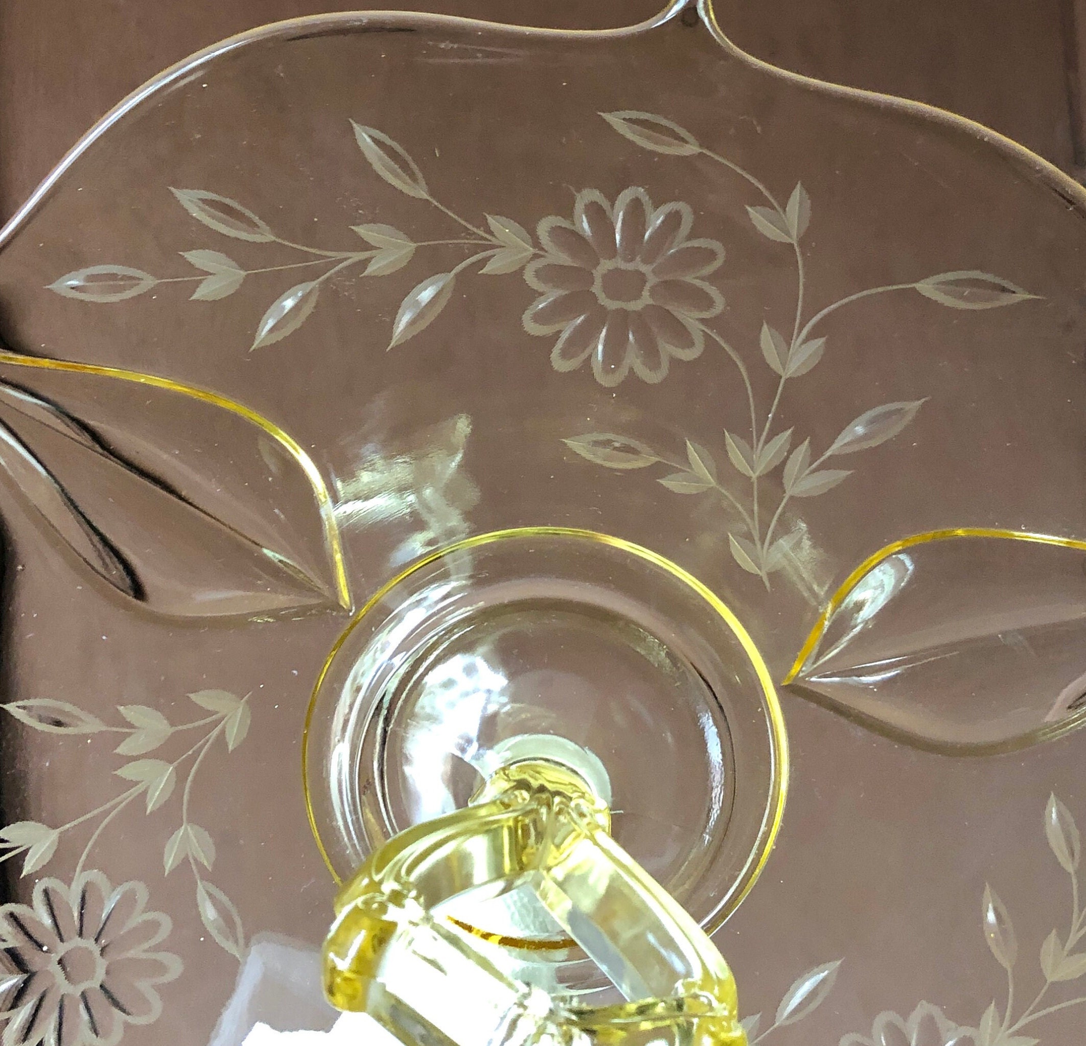 Lancaster Glass Company Petal 13 Center Handle Serving - Etsy
