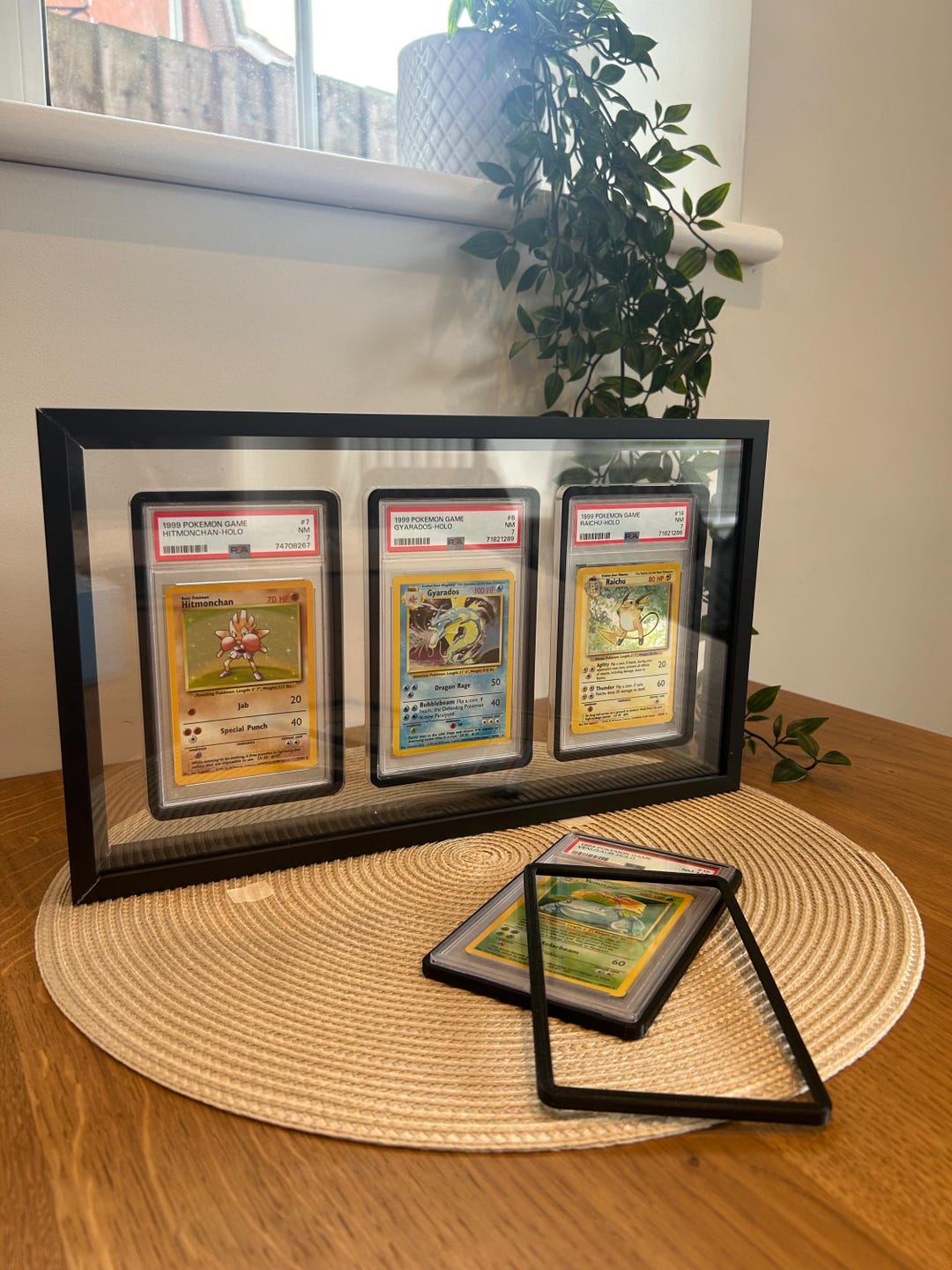 3-card PSA Graded Card Display Frame: UV Protection, Handmade Display ...