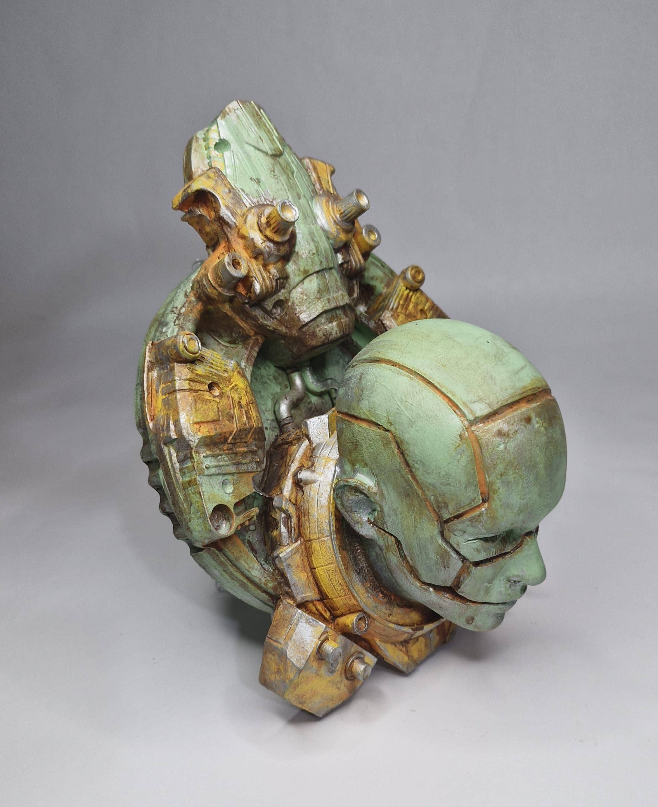 Cyberpunk Female Bust: Sci-fi Robotic Sculpture. Hand Made (9.5 Inches ...
