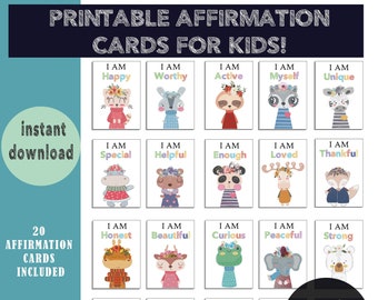 Printable Positive Affirmation Cards for Kids,kids Positivity Cards ...