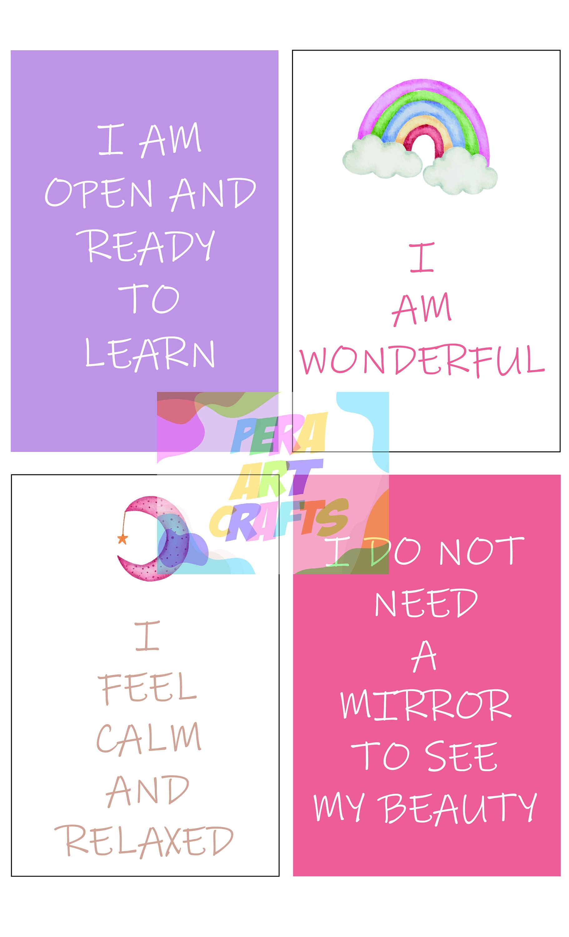 Printable Affirmation Cards for Girls,kids Positivity Cards ...