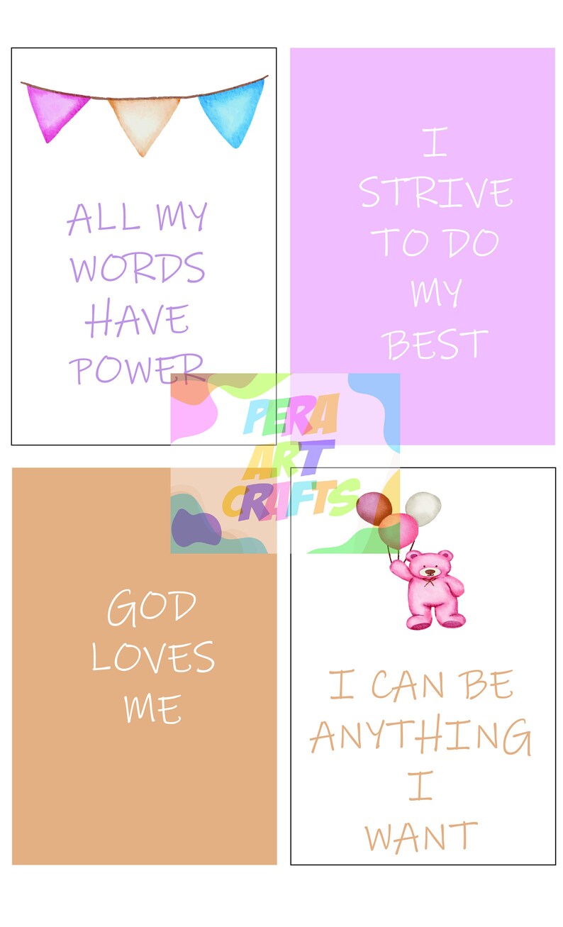Printable Affirmation Cards for Girls,kids Positivity Cards ...
