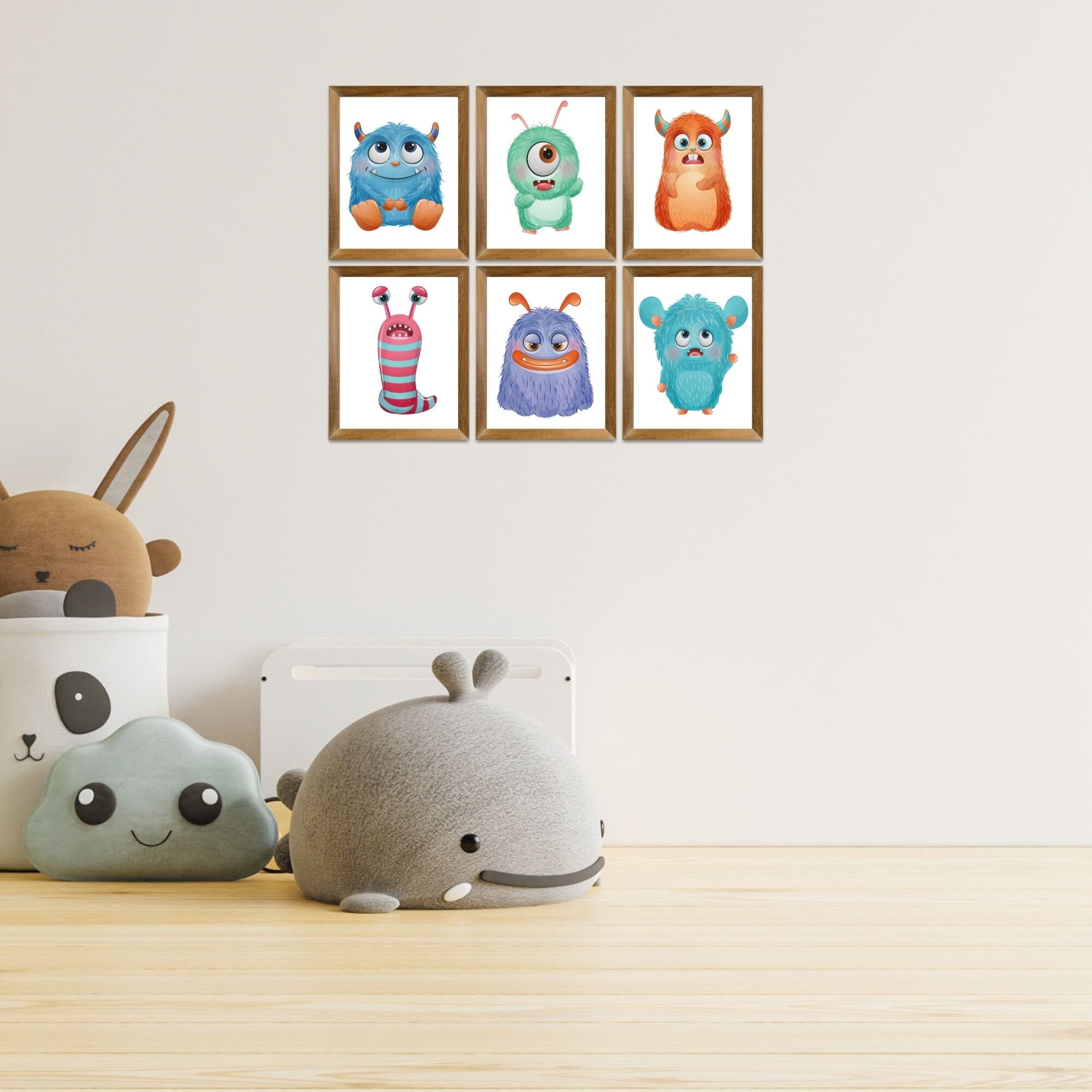 SET OF 6 Cute Monsters Print, Printable Cute Posters , Nursery Wall Art ...