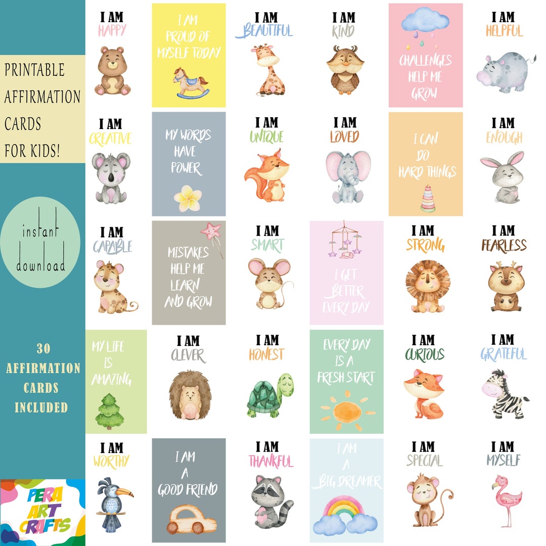 Printable Affirmation Cards for Kids,kids Positivity Cards ...