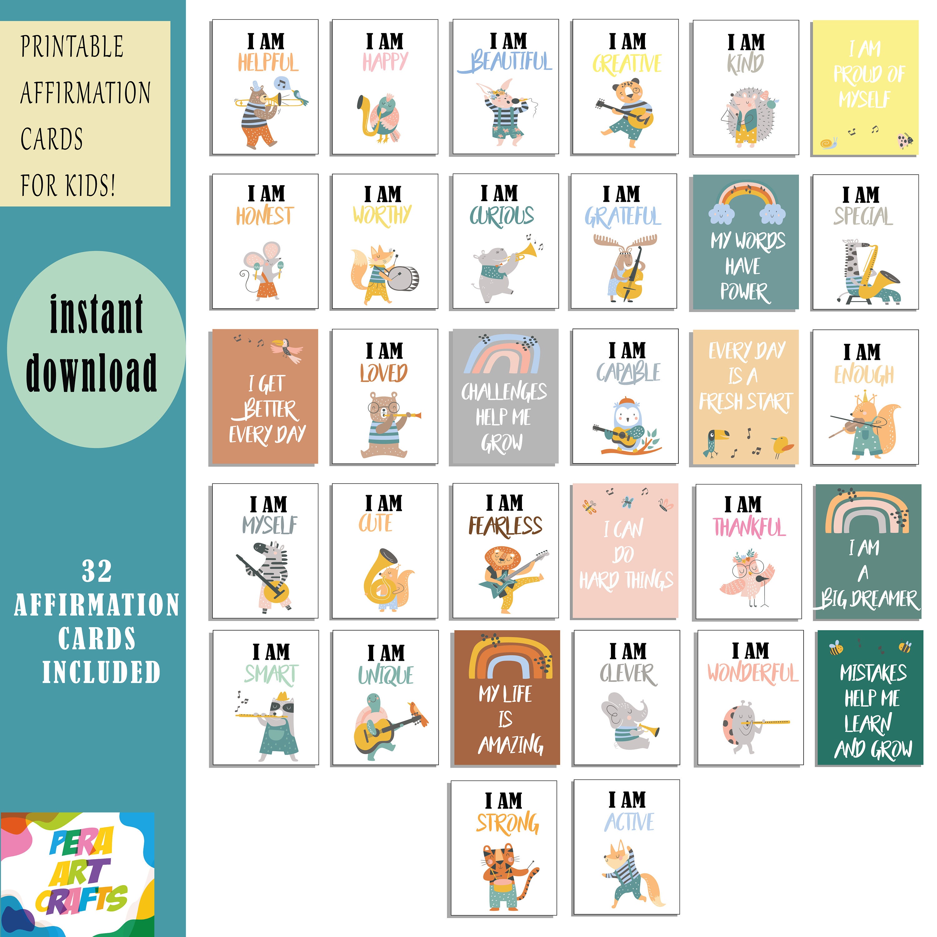 Printable Positive Affirmation Cards for Kids,kids Positivity Cards ...