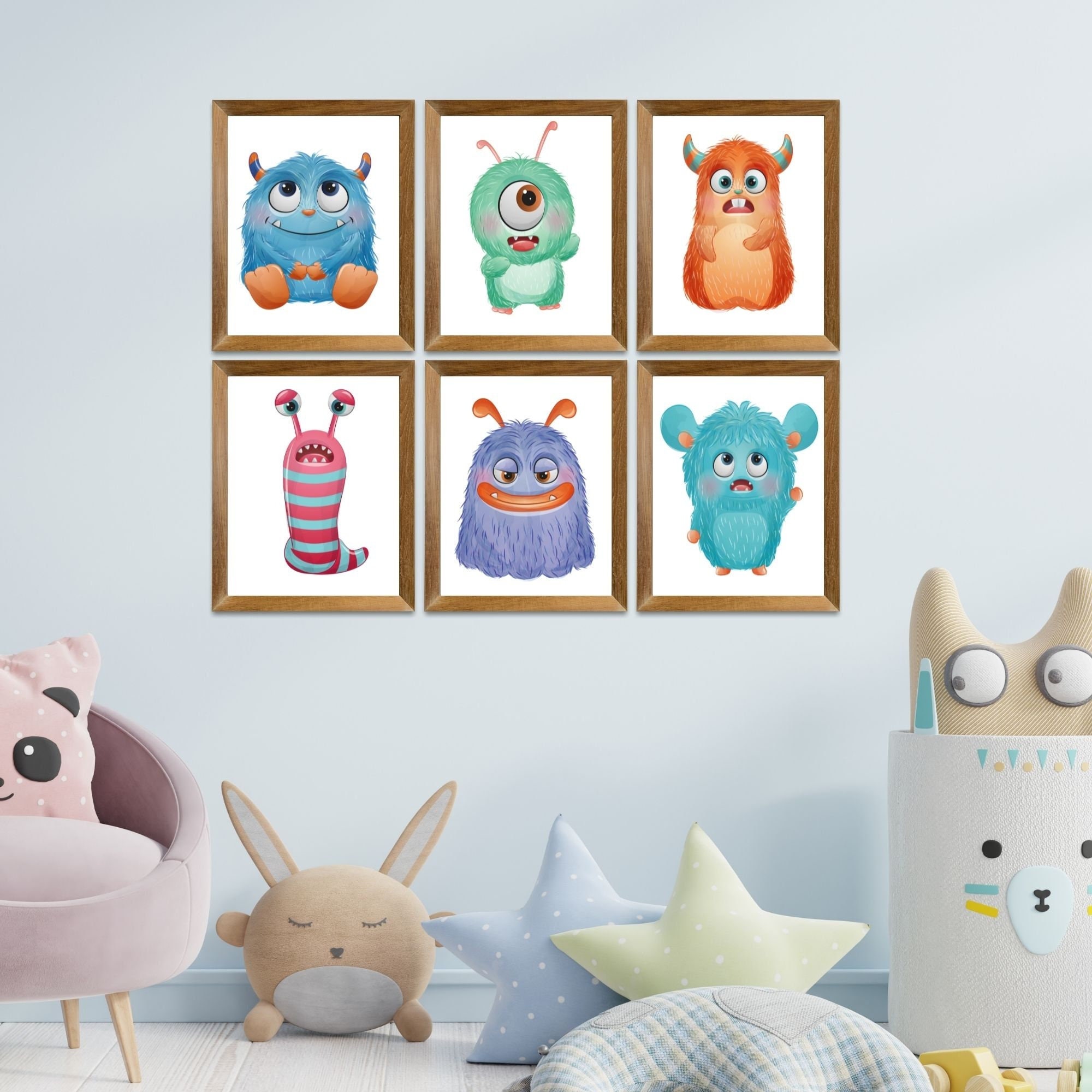 SET OF 6 Cute Monsters Print, Printable Cute Posters , Nursery Wall Art ...