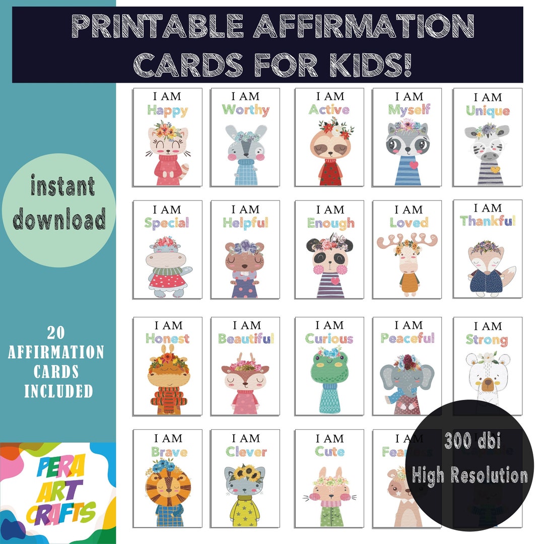 Printable Positive Affirmation Cards for Kids,kids Positivity Cards ...