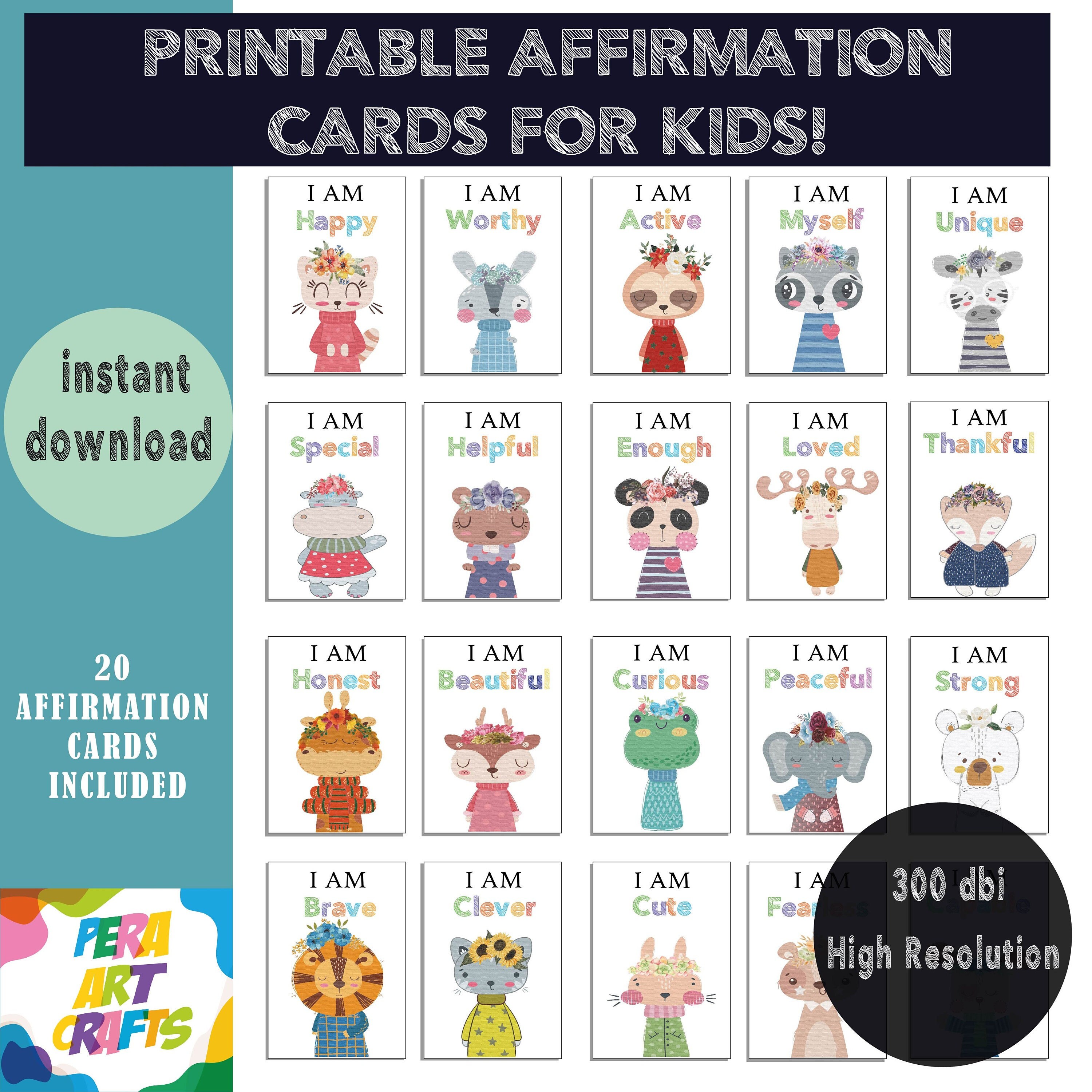 Printable Positive Affirmation Cards for Kids,kids Positivity Cards ...
