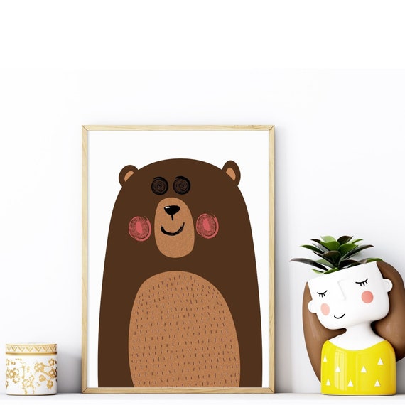 Cute Teddy Bear Wall Print Teddy Bear Wall Art Nursery Wall | Etsy