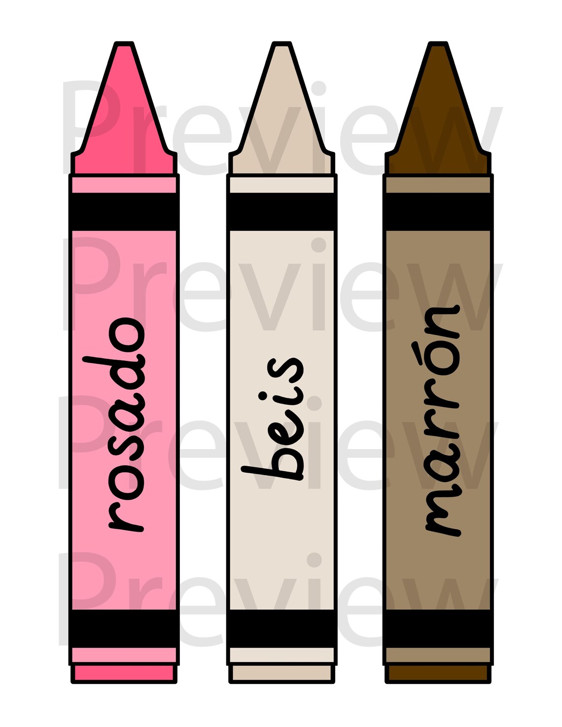 Spanish Labeled Crayons Clipart/printables - Etsy