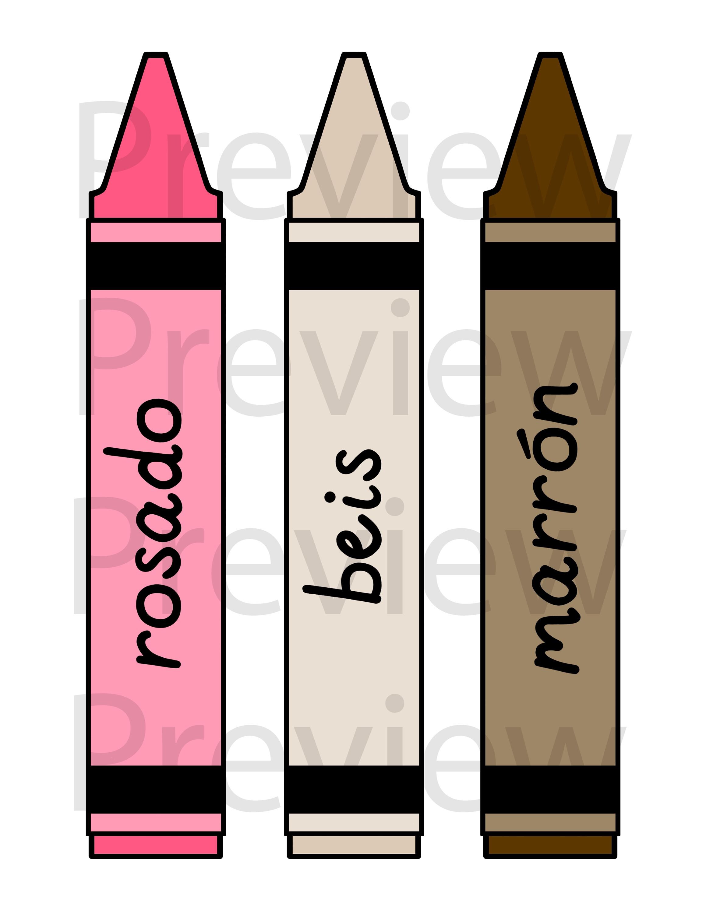 Spanish Labeled Crayons Clipart/printables - Etsy