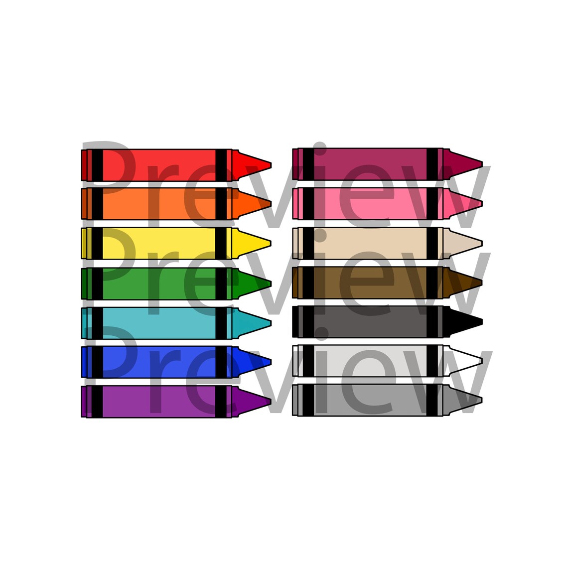 Crayon Printables/clipart unlabeled - Etsy