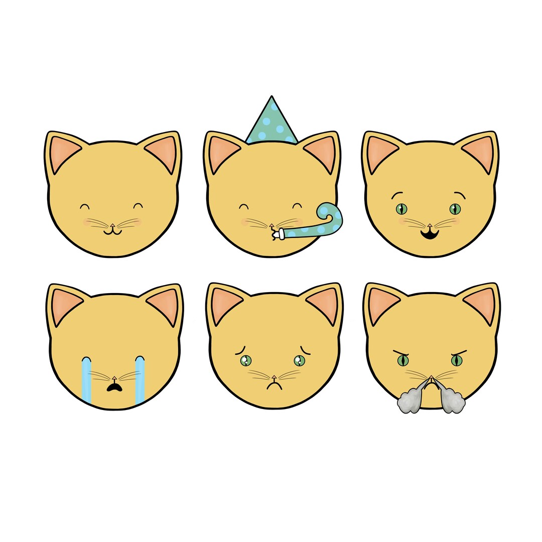 Cat Emoticons Printables/clipart - Etsy