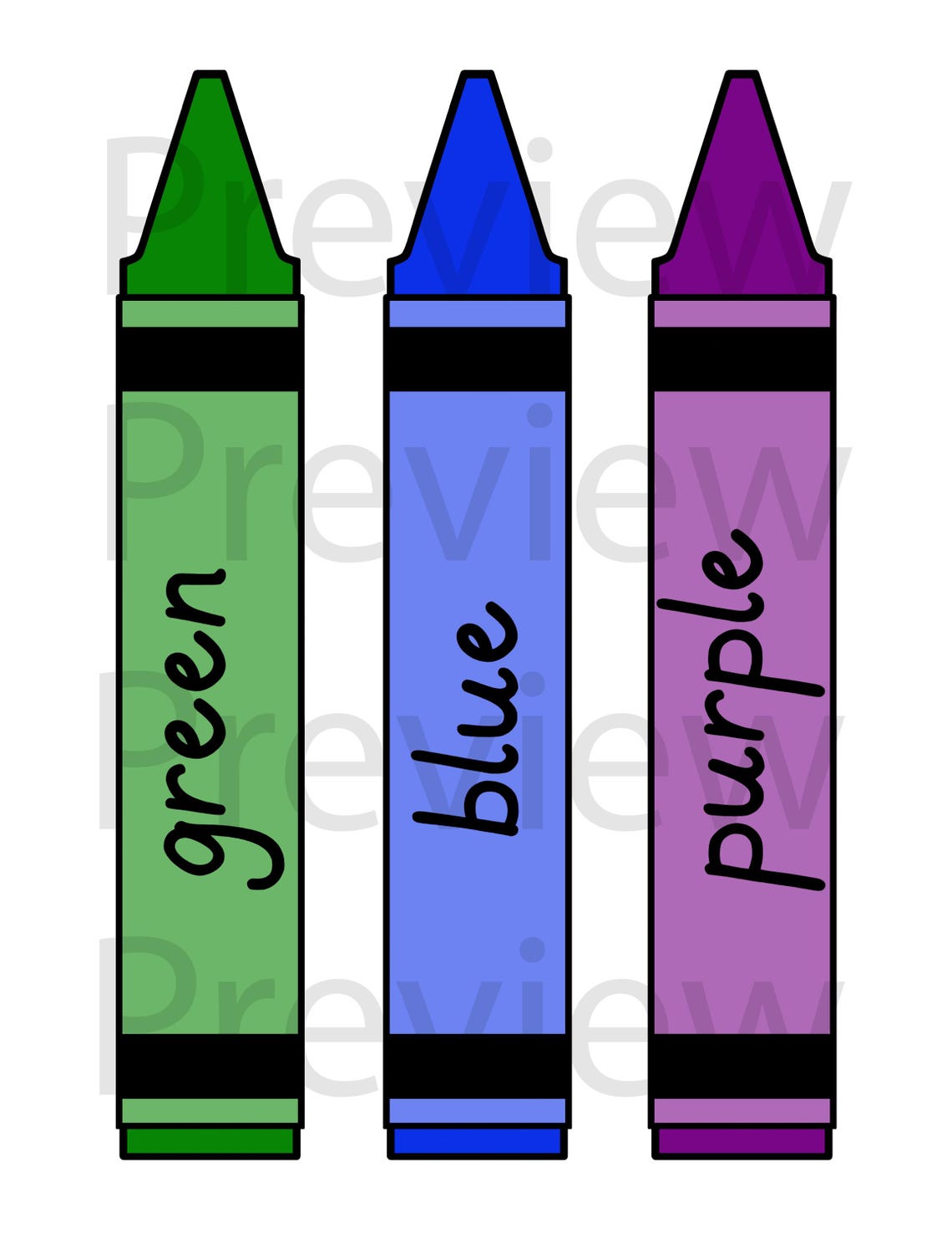 Crayon Printables/clipart (labeled in English) - Etsy