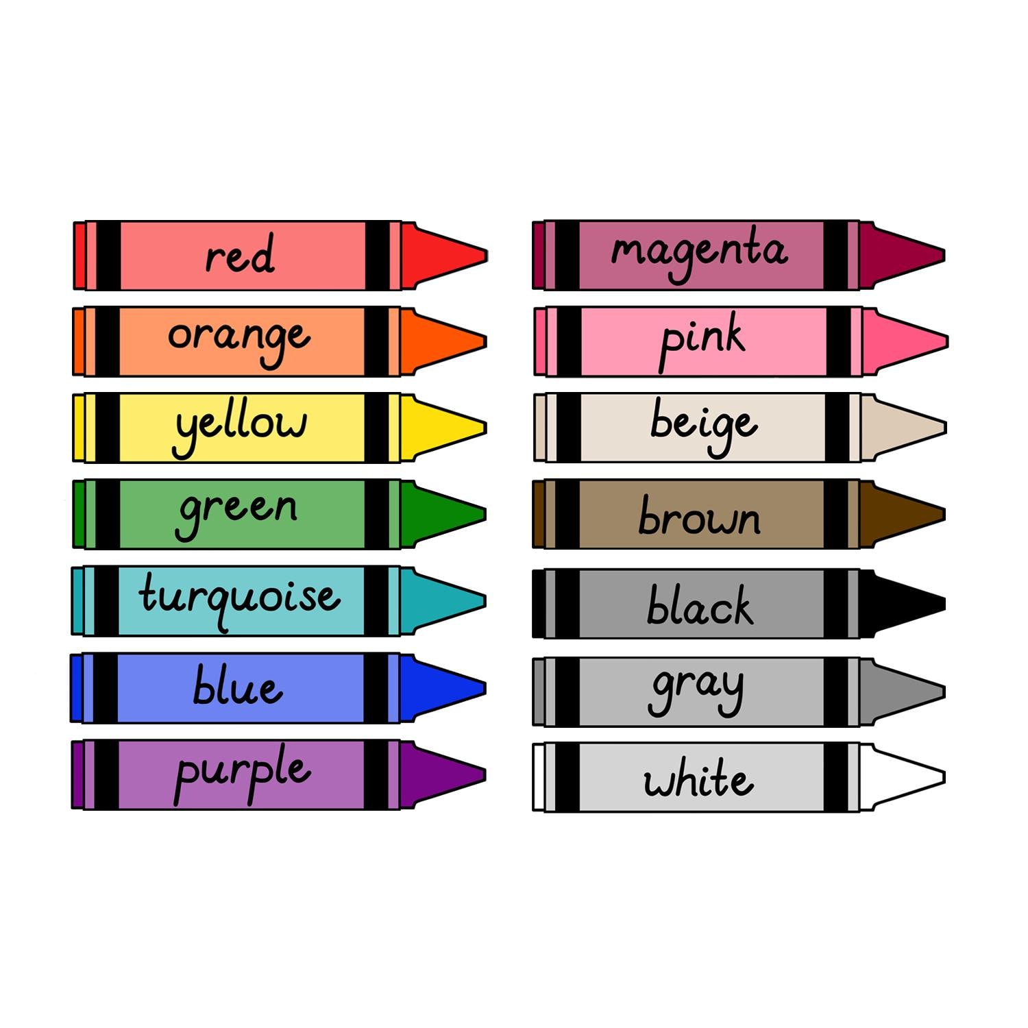 Crayon Printables/clipart (labeled in English) - Etsy