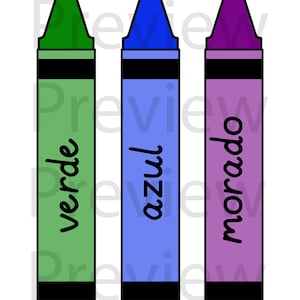 Spanish Labeled Crayons Clipart/printables - Etsy