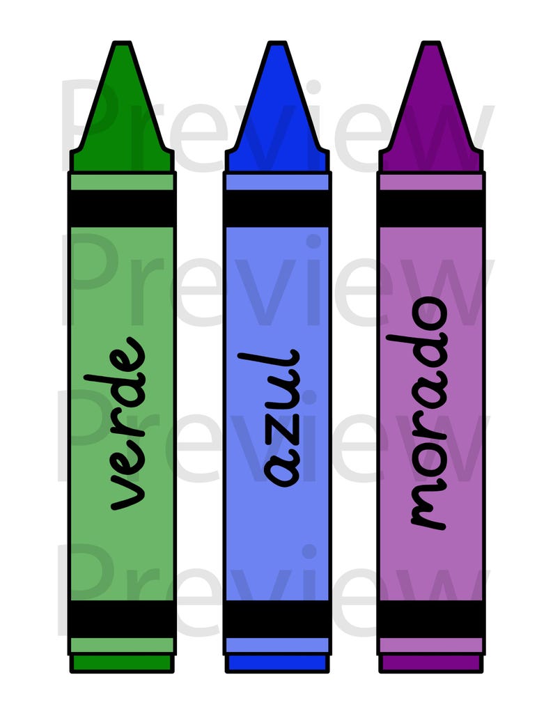 Spanish Labeled Crayons Clipart/printables - Etsy