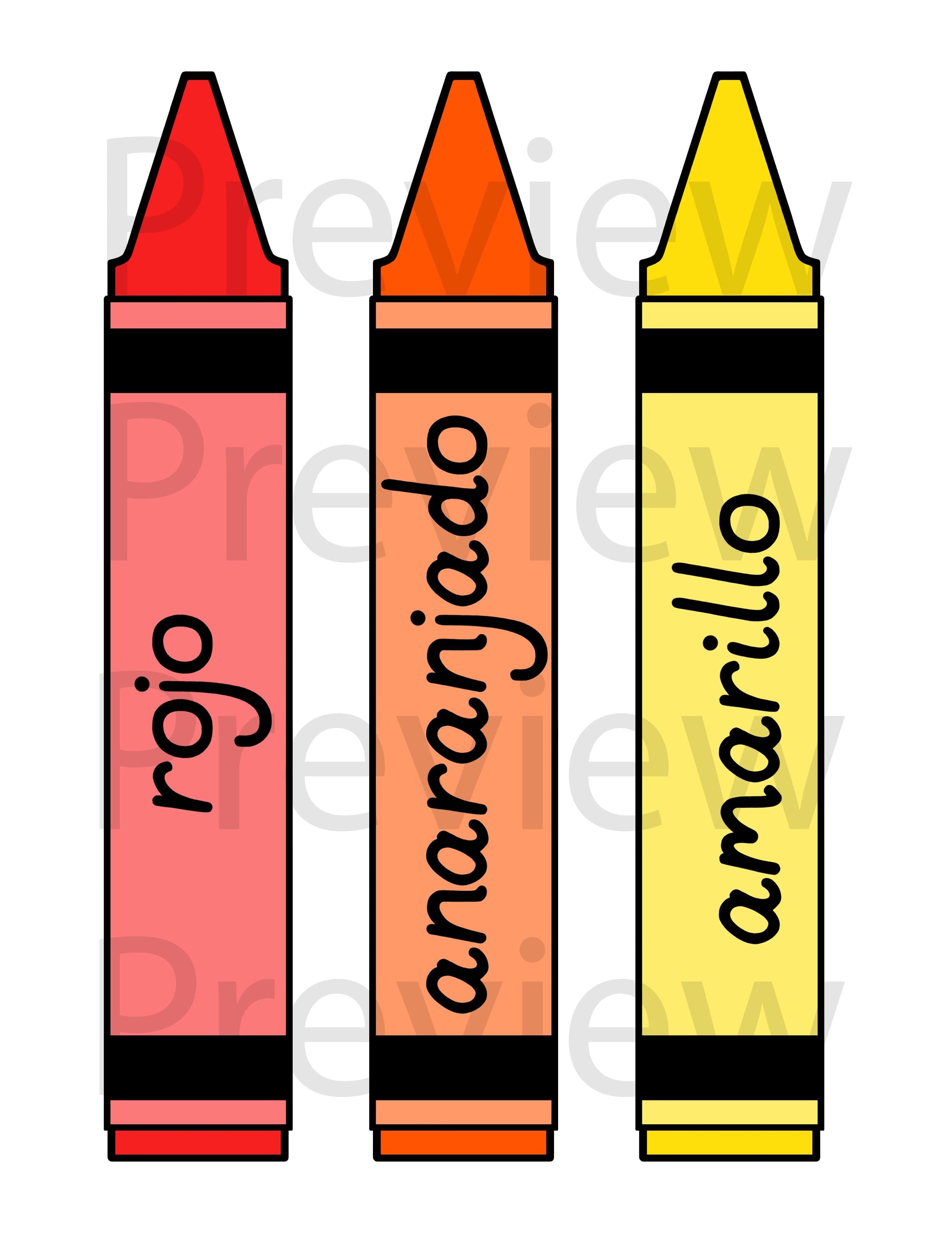 Spanish Labeled Crayons Clipart/printables - Etsy