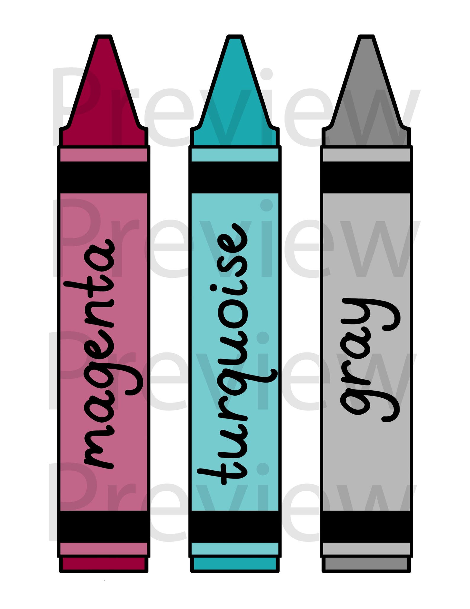 Crayon Printables/clipart (labeled in English) - Etsy